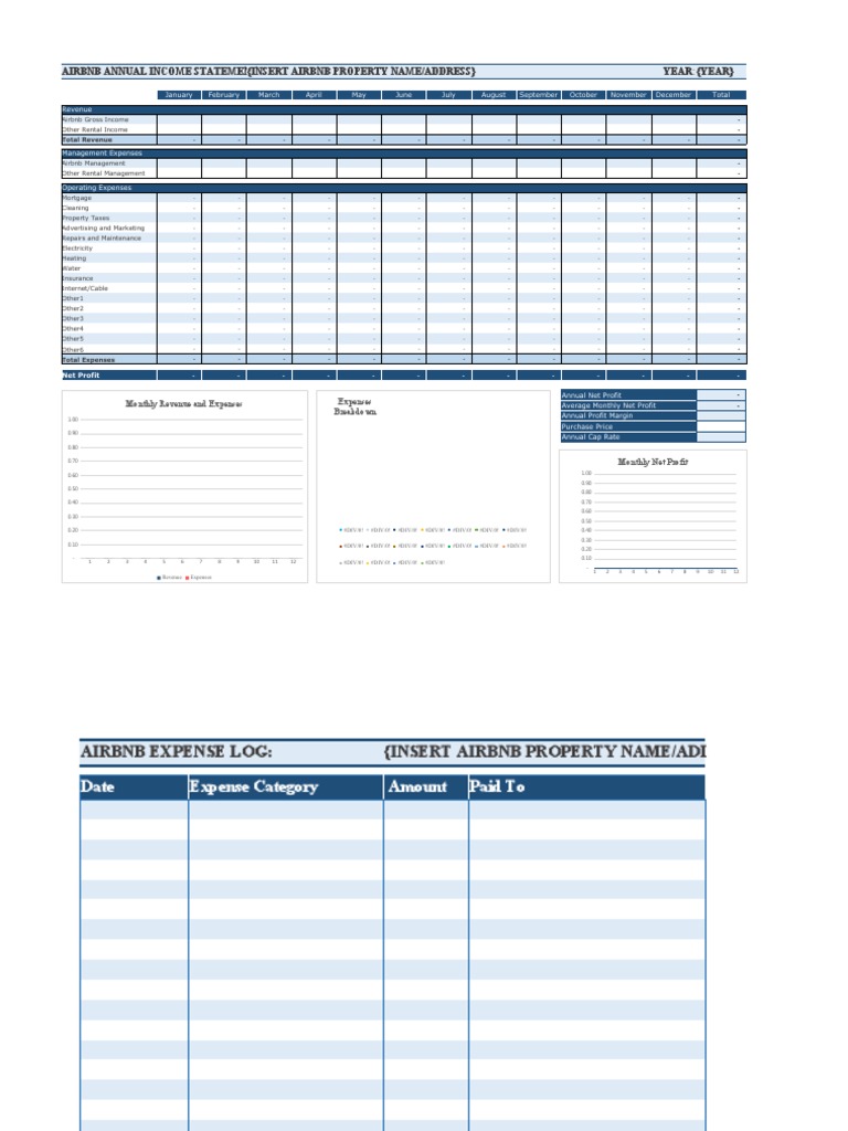 Annual Airbnb Income Statement Template | PDF