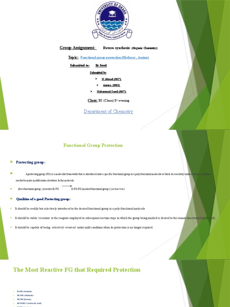 Functional Group Protection | Download Free PDF | Amine | Ketone