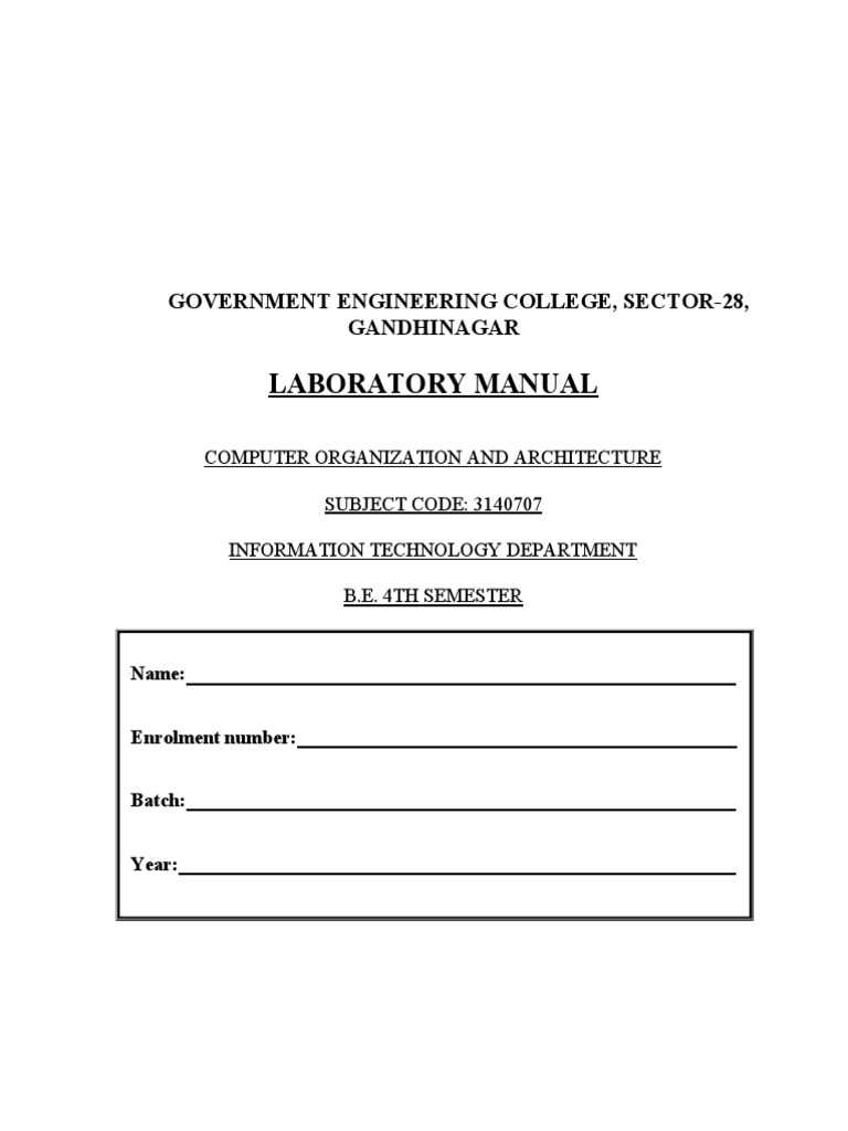 Latest COA Lab Manual | PDF | Central Processing Unit | Hardware ...