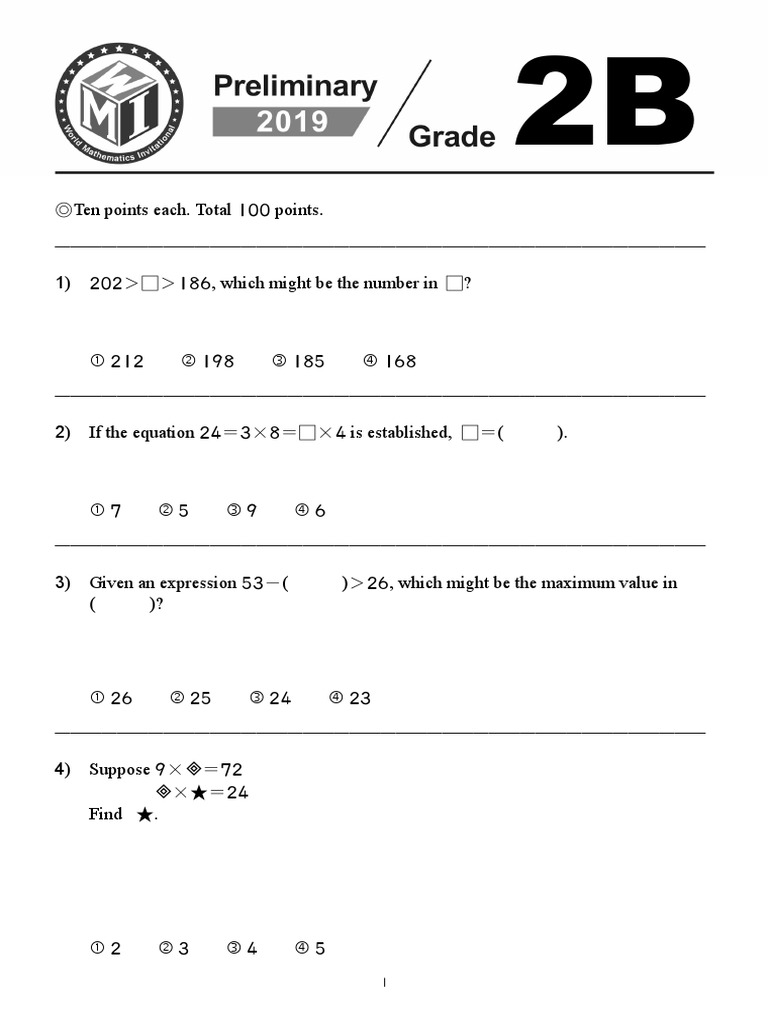 2019 WMI Prelim G02 Paper B | PDF