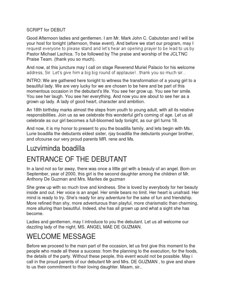 SCRIPT For DEBUT | PDF