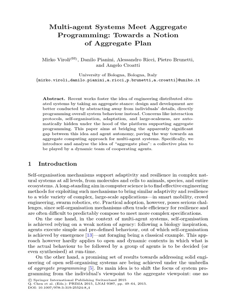 Multi Agent Systems Meet Aggregate Progr | PDF | Computing | System