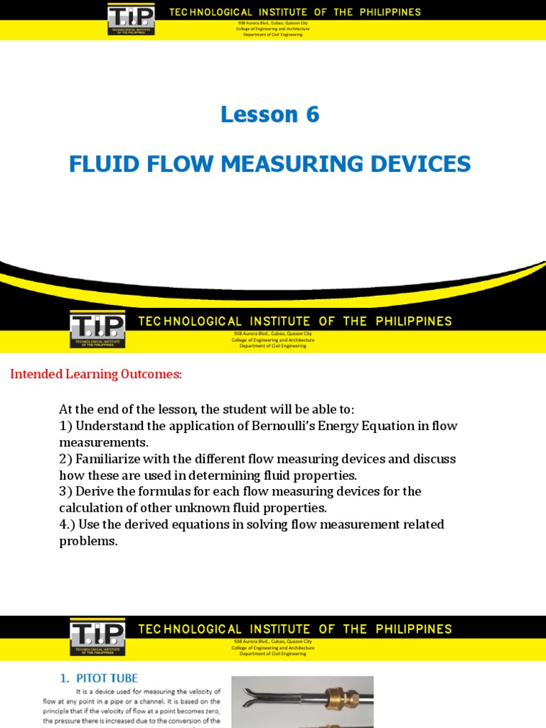 Lesson 6 Fluid Flow Measuring Devices | PDF