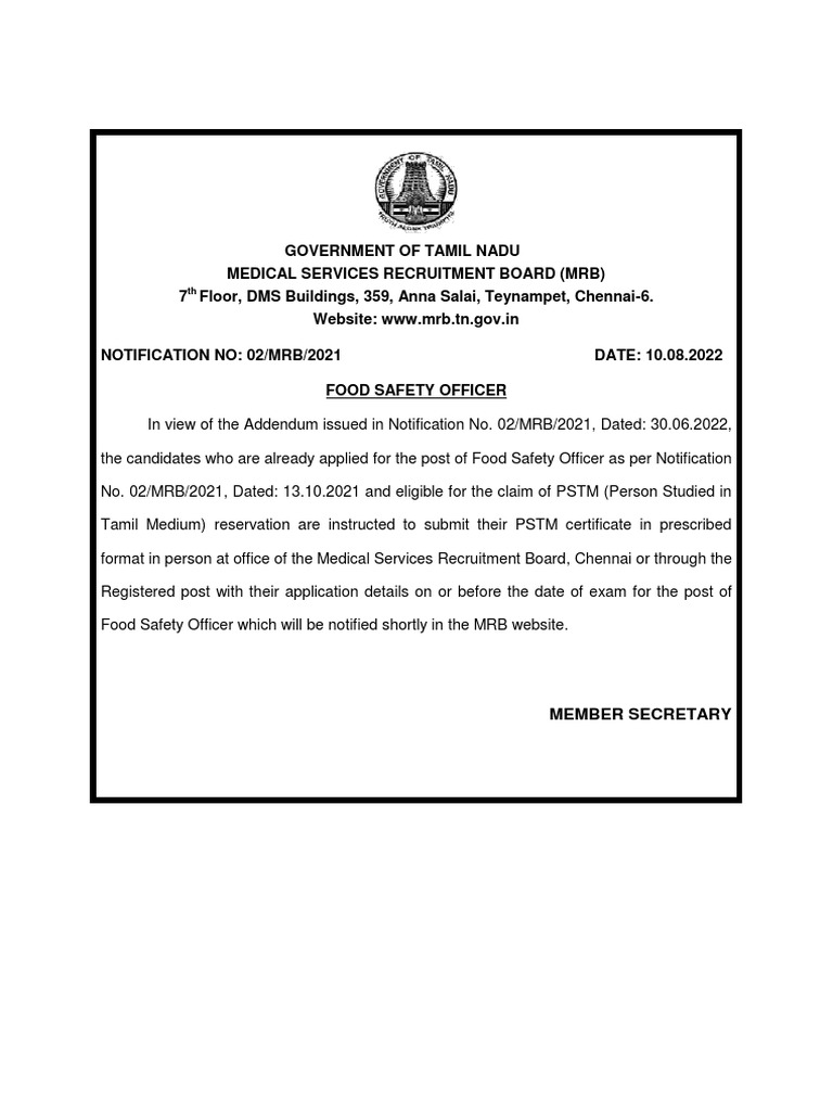 Fso PSTM Notice 100822 | PDF
