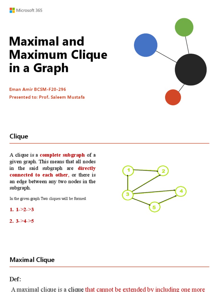 Maximal and Maximum Clique in A Graph | PDF