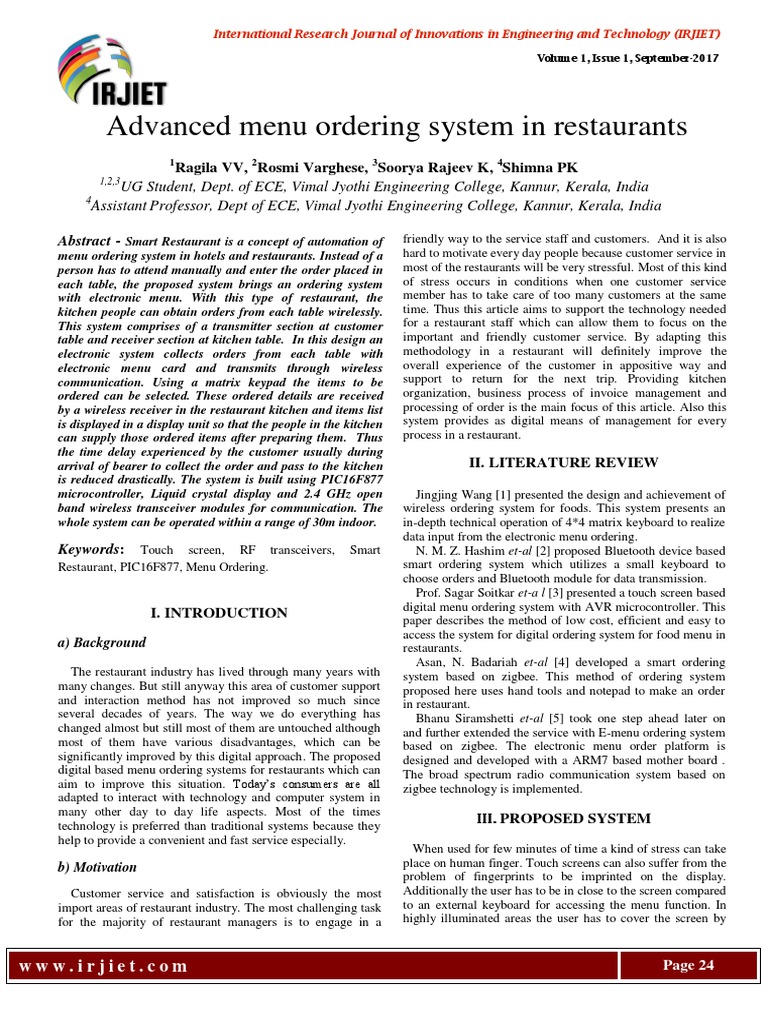 Advanced Menu Ordering System in Restaurants | PDF | Touchscreen | Computer Keyboard