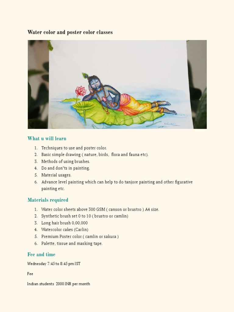 Watercolor and Poster Color Classes | PDF
