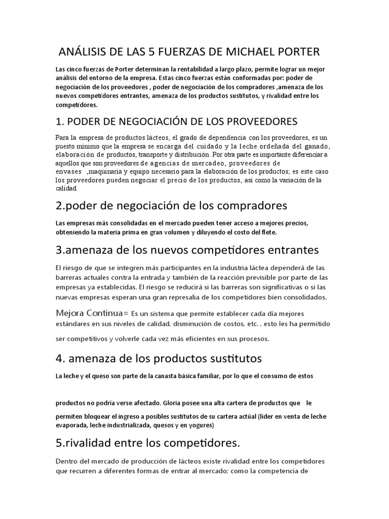 Análisis de Las 5 Fuerzas de Michael Porter 1 | PDF | Queso | Leche