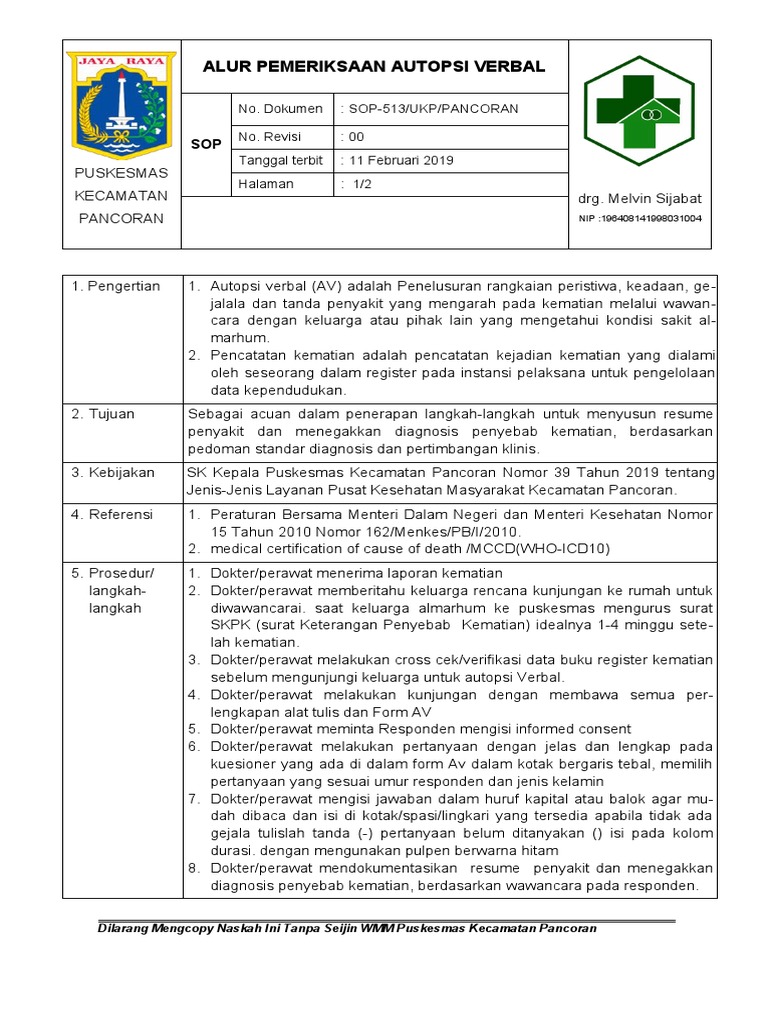 alur Pemeriksaan Autopsi verbal | PDF