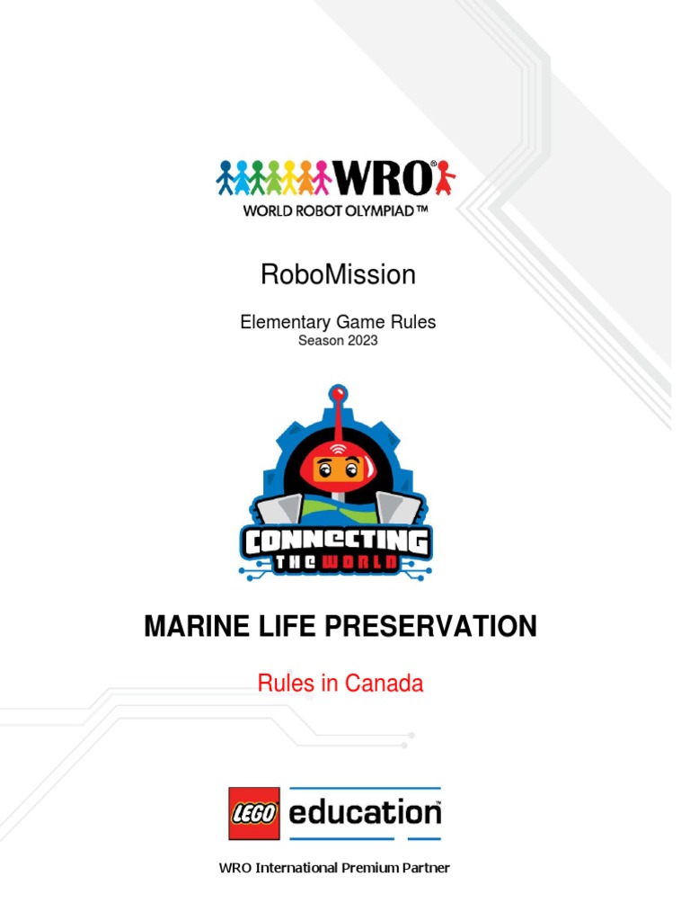 WRO 2023 RoboMission Elementary Rules | PDF | Coral Reef