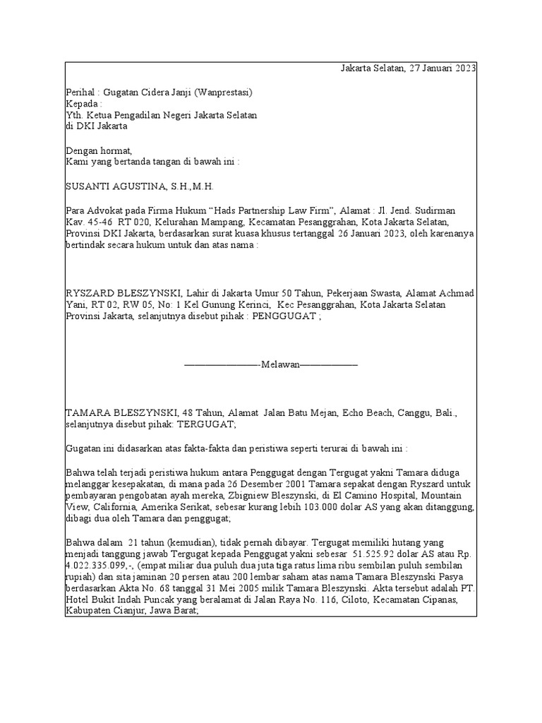 Tugas 5 Membuat Surat Gugatan | PDF