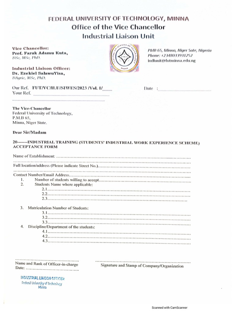 2023 Siwes Acceptance Letter | PDF