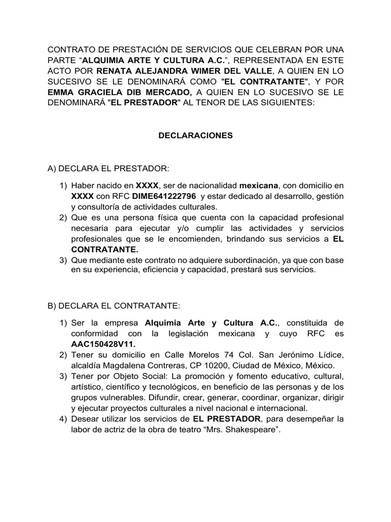Contrato Emma Dib | PDF | México | Justicia