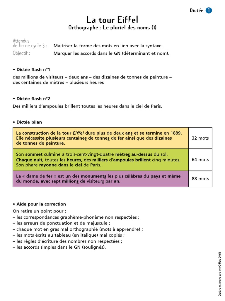 Dictees Flash Et Bilan 1 | PDF