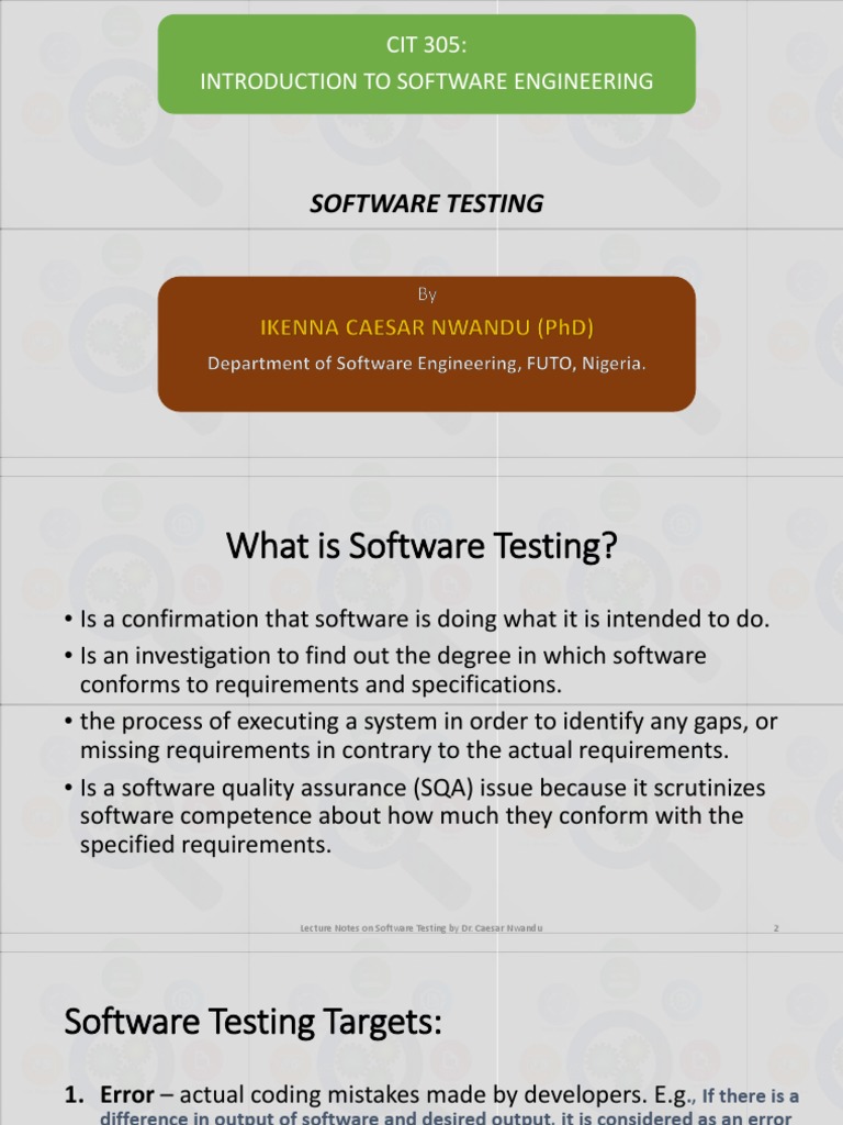 CIT 305-Software Testing | PDF | Software Testing | Test Driven Development CIT 305-Software Testing | PDF | Software Testing | Test Driven Development