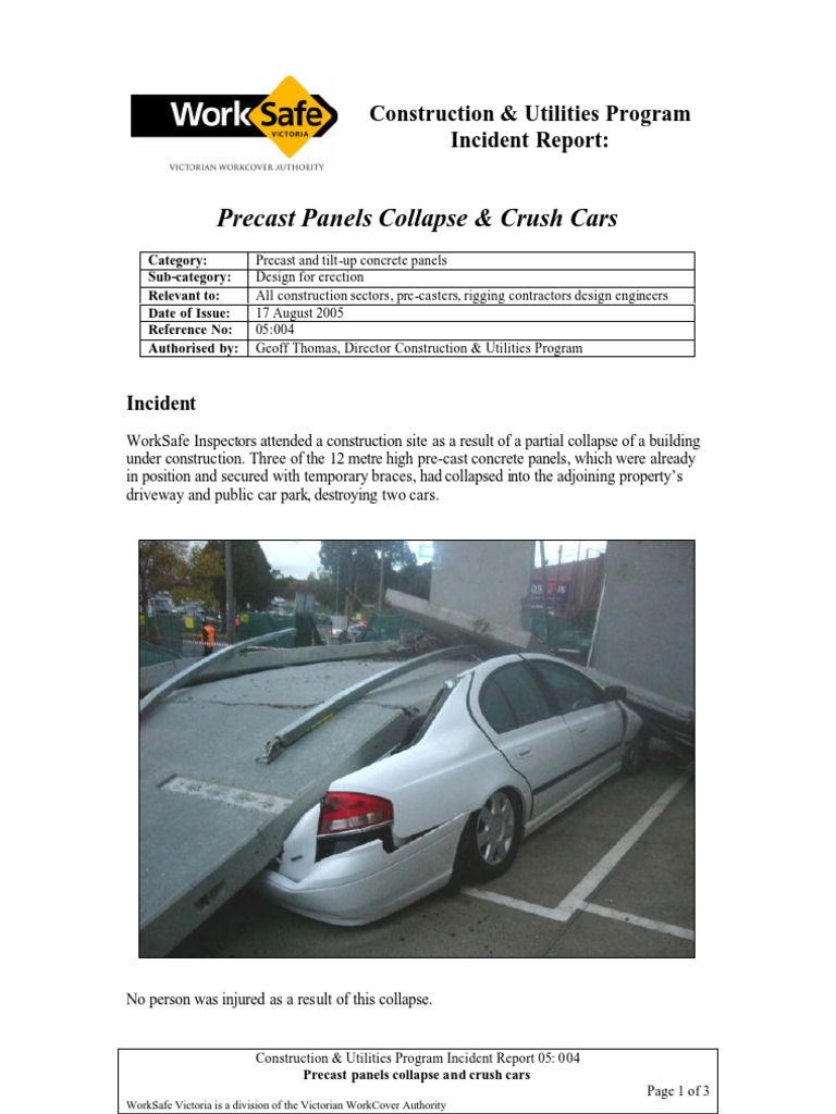Precast Panel Collapse Incident Report | PDF | Precast Concrete ...