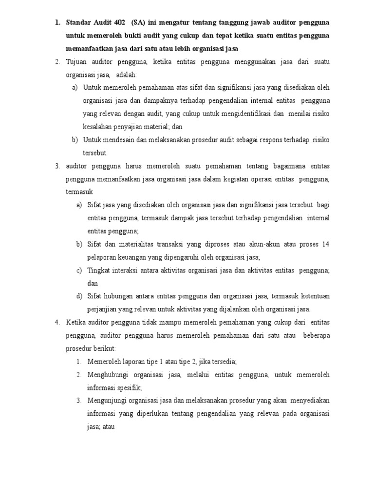Tanggung Jawab Auditor Pengguna SA 402 | PDF