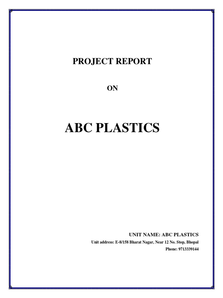 Project Report ABC Plastics | PDF | Secondary Sector Of The Economy ...