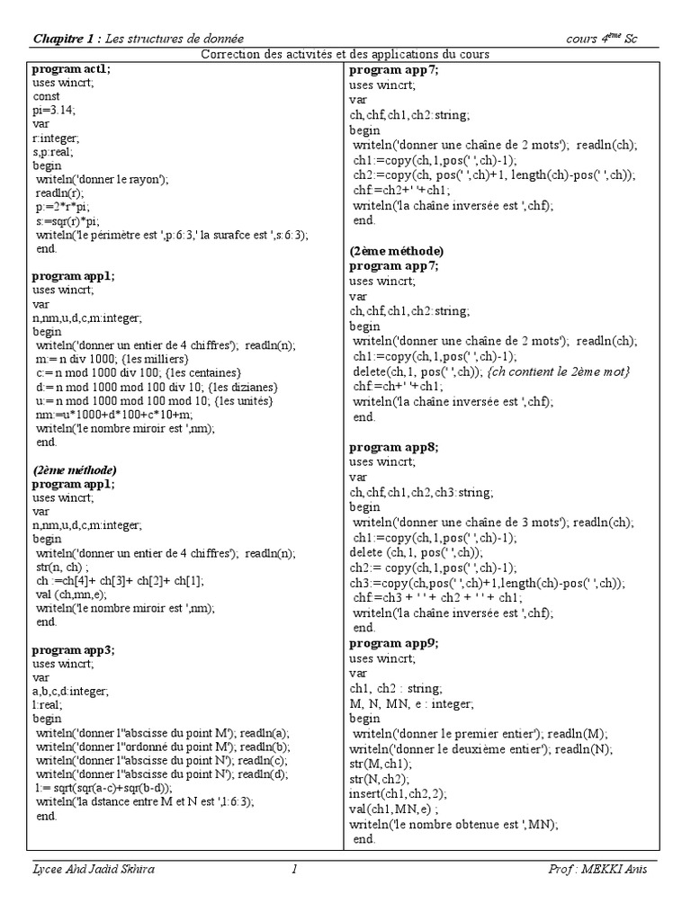 Correction Applications SERIE1 | PDF | Méthodes et références pédagogiques | Ordinateurs