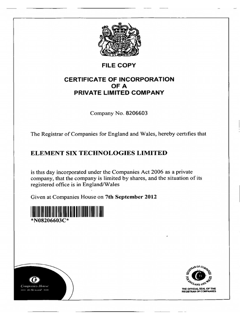 UKTEC Certificate of Incorporation | PDF