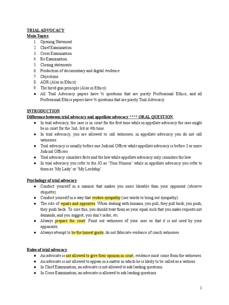 TRIAL ADVOCACY Mike | PDF | Barrister | Advocate