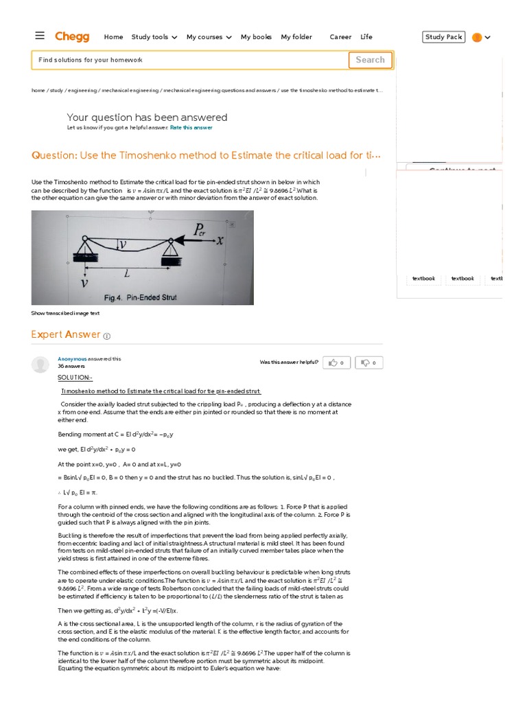 Timoshenko Method for Critical Load Estimation | PDF | Buckling ...