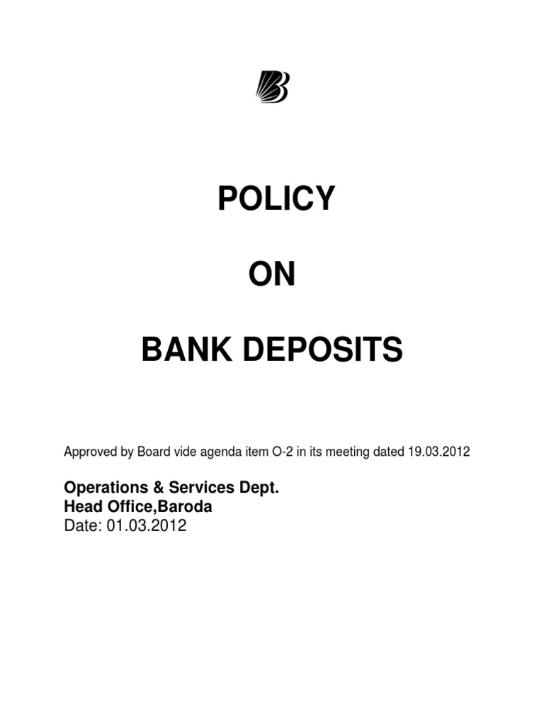 Policy On Bank Deposits | PDF | Deposit Account | Banks