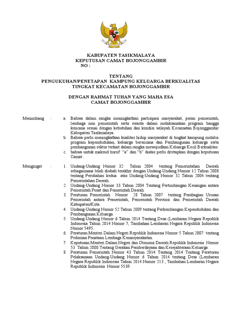 SK Pokja Kampung KB Kec | PDF