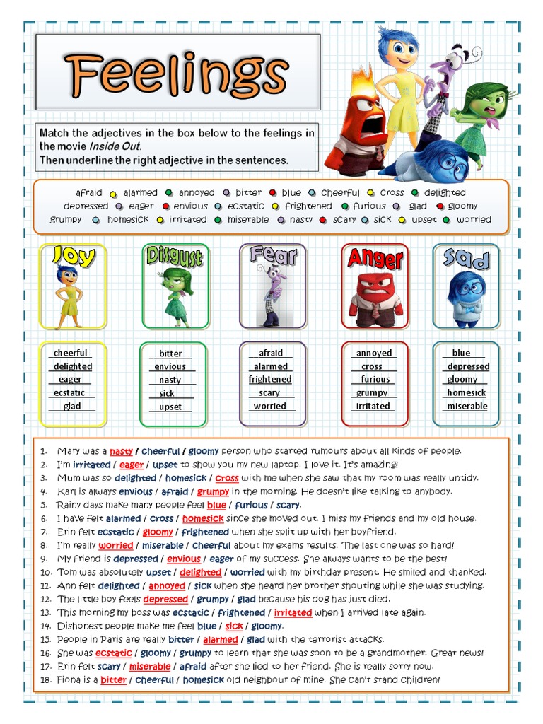 Fiche Inside Out Feelings and Emotions Voc CORRECTION | PDF
