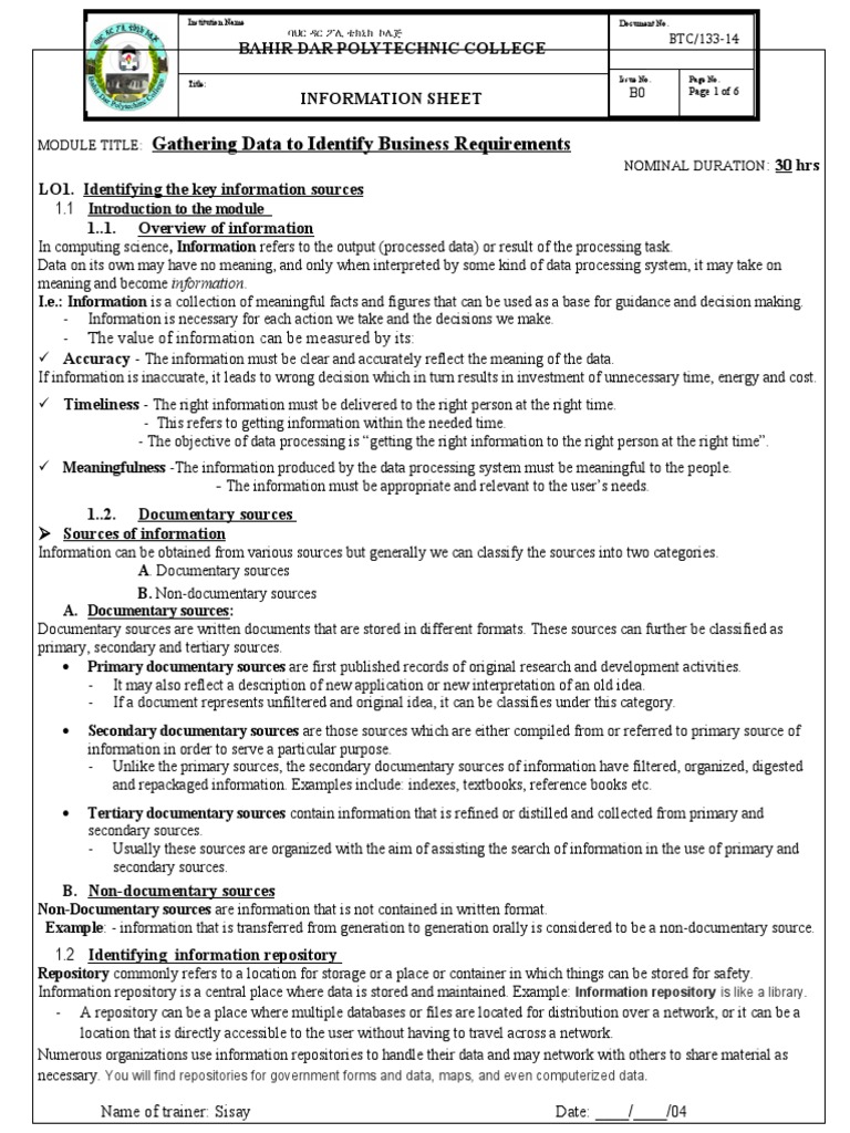 Data Gathering for Business Needs | PDF | Questionnaire | Survey ...