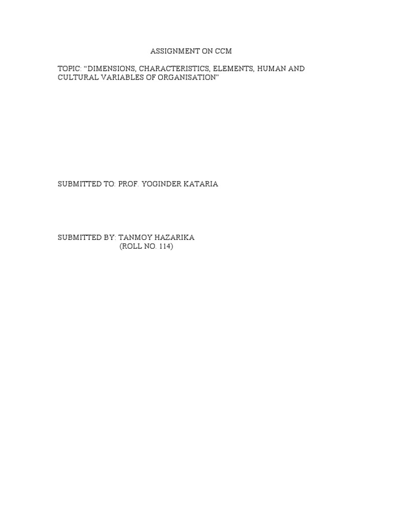 Assignment On CCM Topic: "Dimensions, Characteristics, Elements, Human ...