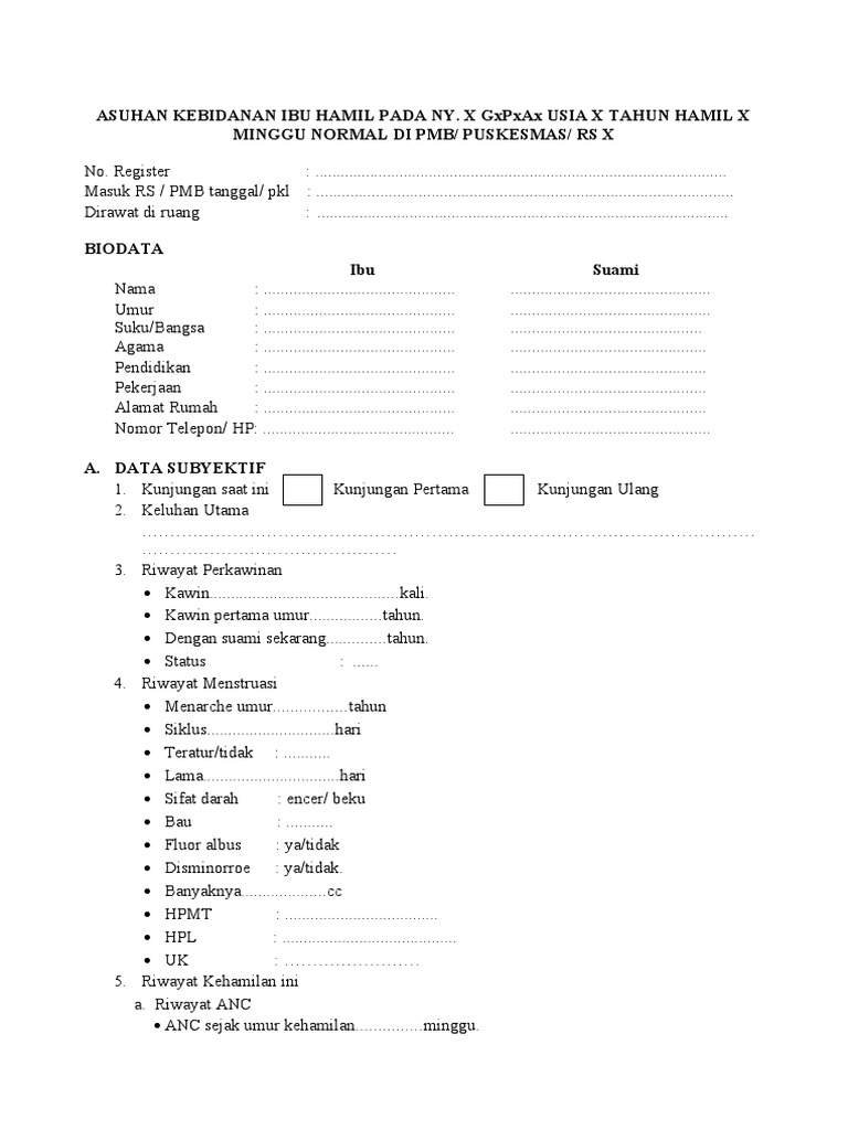 Format Asuhan Kebidanan Ibu Hamil | PDF