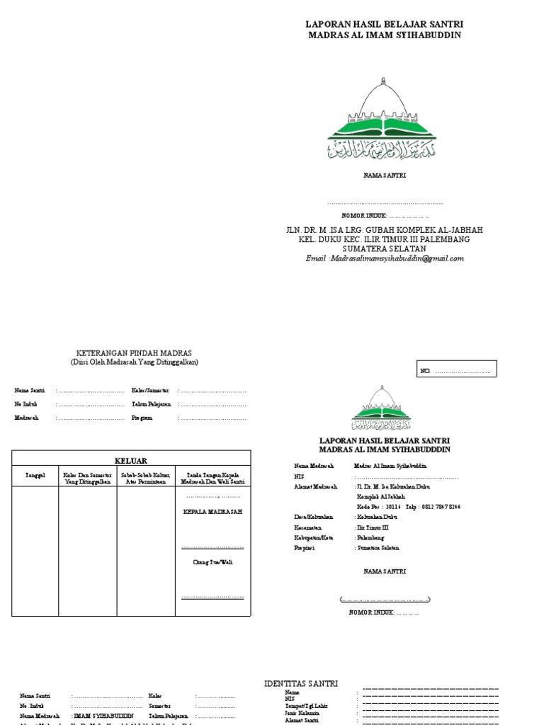 Contoh Rapot Diniyah | PDF