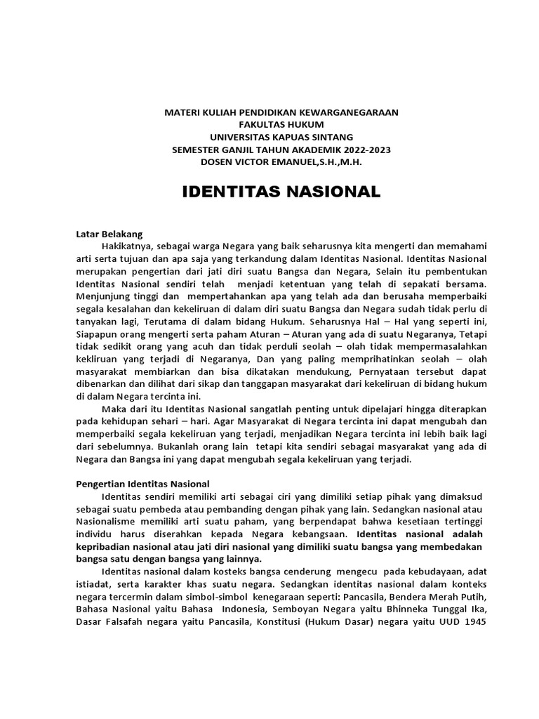 Materi PKN Identitas Nasional | PDF
