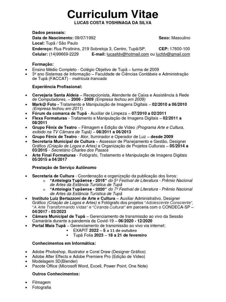 Curriculum Vitae Lucas | PDF
