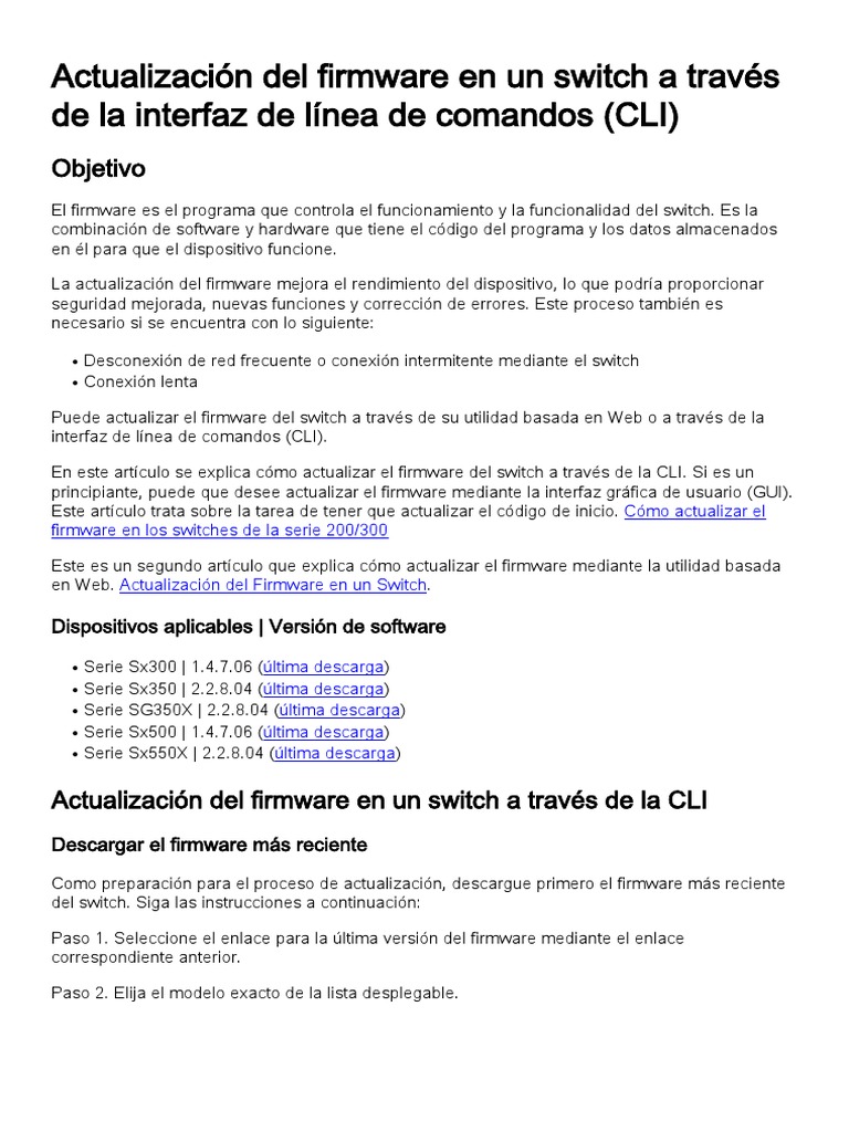 smb5566 Upgrade Firmware On A Switch Through The Command Line Interf | PDF | Interfaz de línea ...