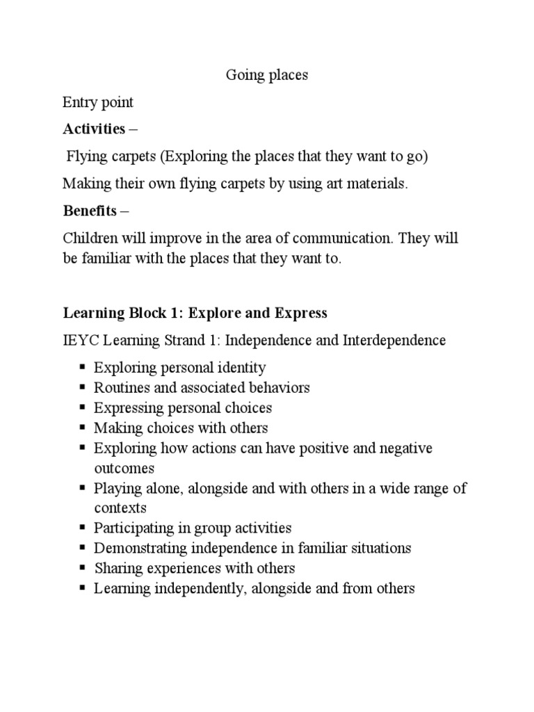 Learning Strand For IEYC | PDF | Learning | Communication