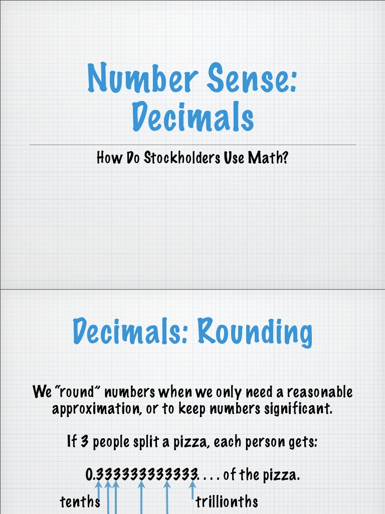 Number Sense: Decimals | PDF | Fraction (Mathematics) | Multiplication