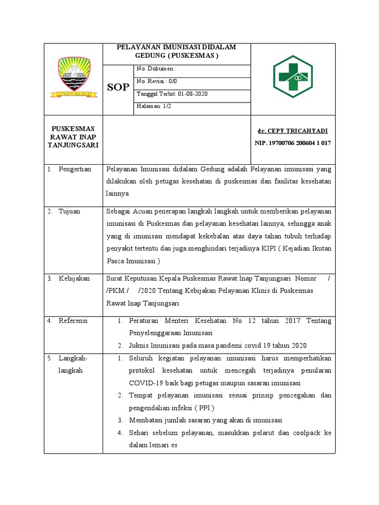 Sop Imunisasi Dalam Gedung | PDF