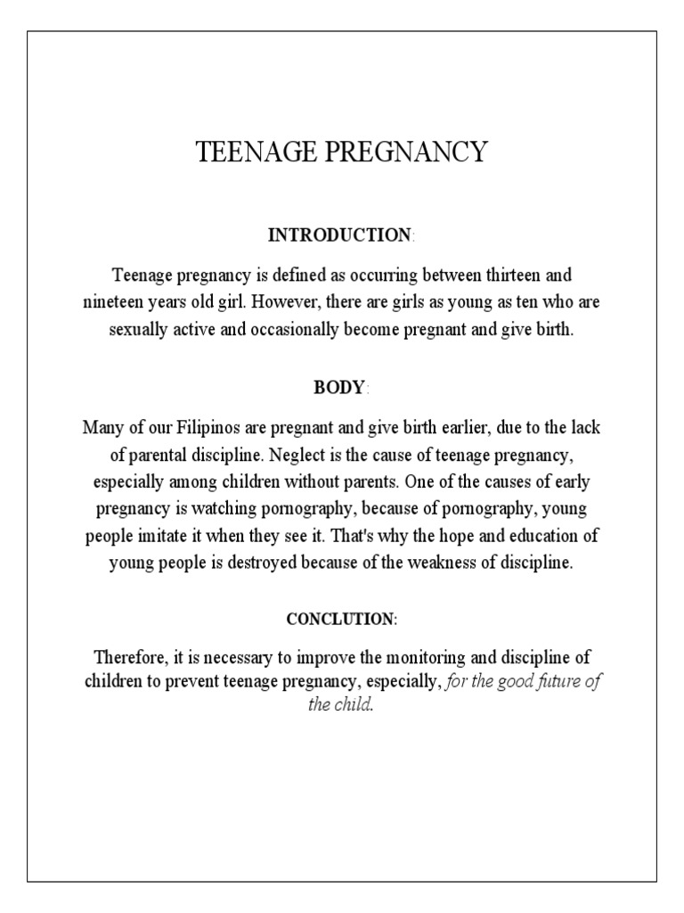Position Paper Teenage Pregnancy | PDF