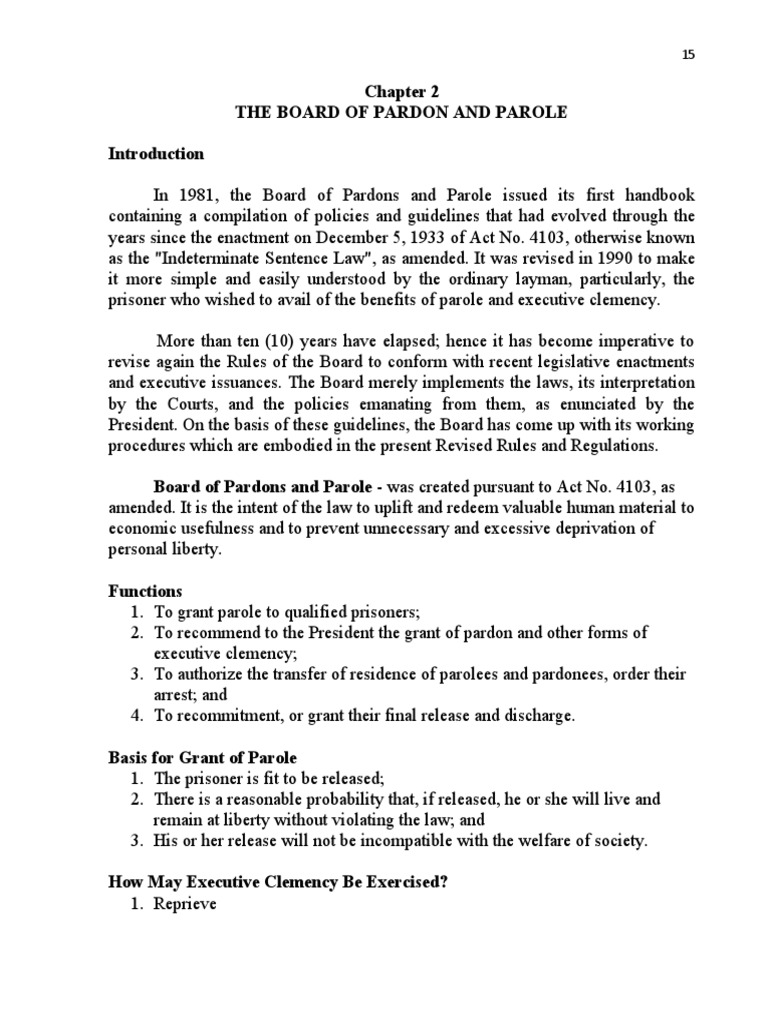 Chapter 2 The Board of Pardon and Parole | PDF | Pardon | Parole