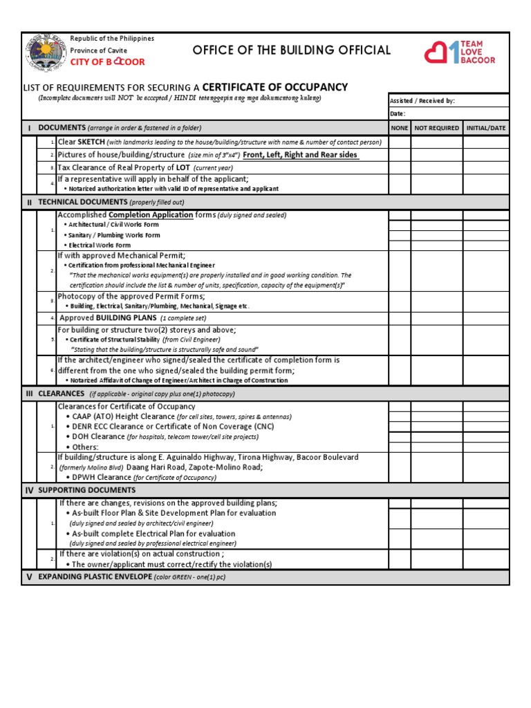 COO Checklist - Revised 2016 | PDF | Engineering