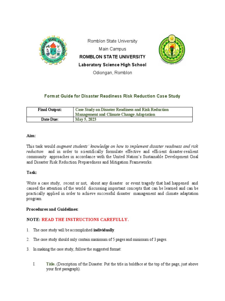 DRR Case Study Format Guide | PDF | Disaster Risk Reduction | Emergency ...