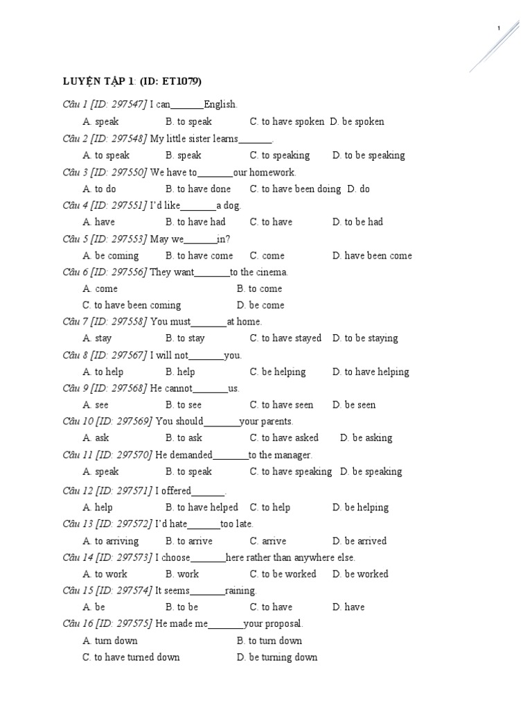 English Verb Form Practice Exercises | PDF