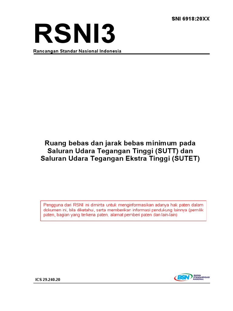 Rsni8 Ruang Bebas Dan Jarak Bebas Minimum Pada Saluran Udara Tegangan ...