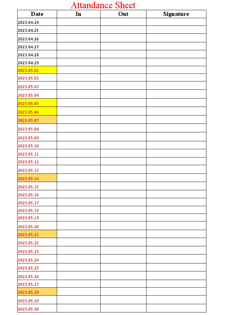 Attandance Sheet 1 | PDF