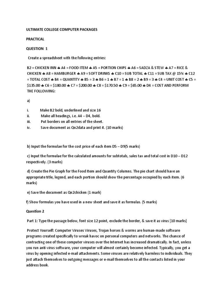 Ultimate College Computer Packages Practical | PDF | Computer Virus ...