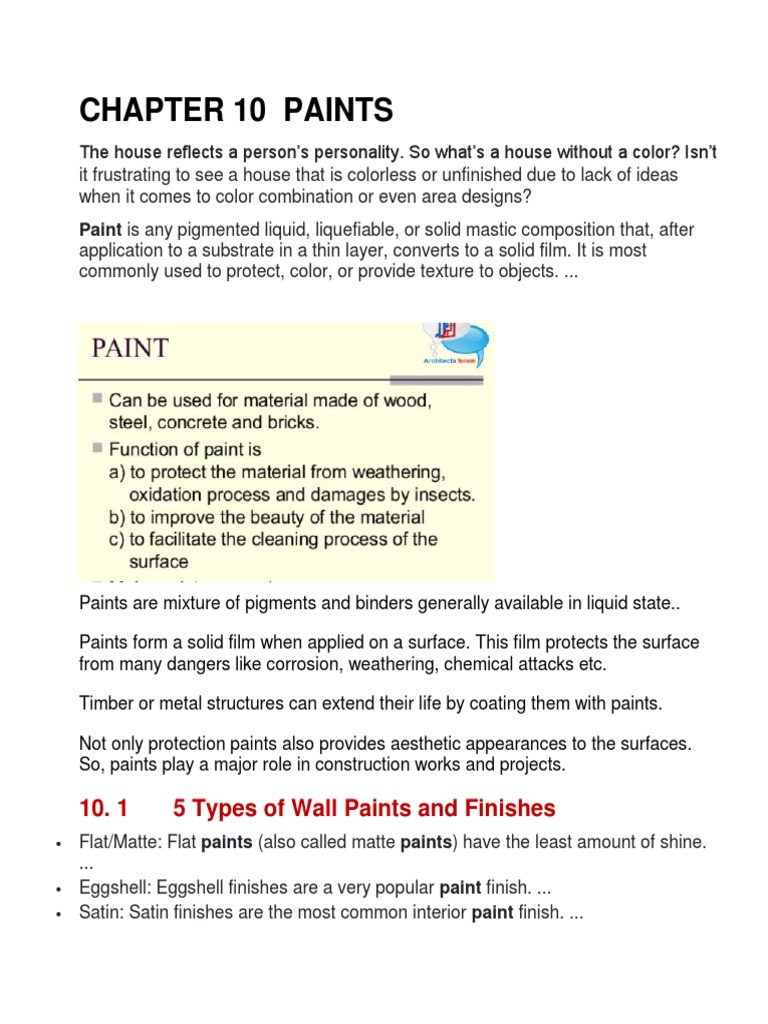 Chapter10 PAINTS | Download Free PDF | Paint | Materials