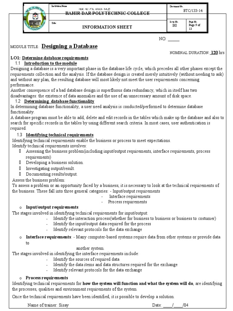 Designing A Database Pdf Relational Database Databases