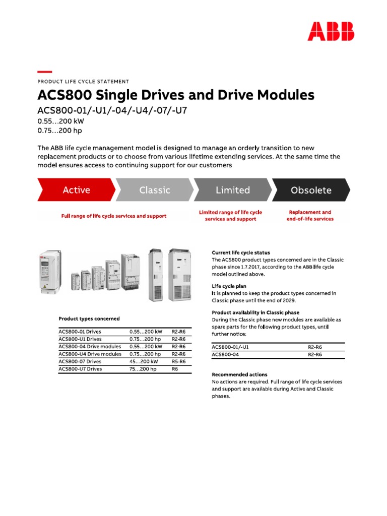 Life Cycle Statement ACS800 Singledrive | PDF